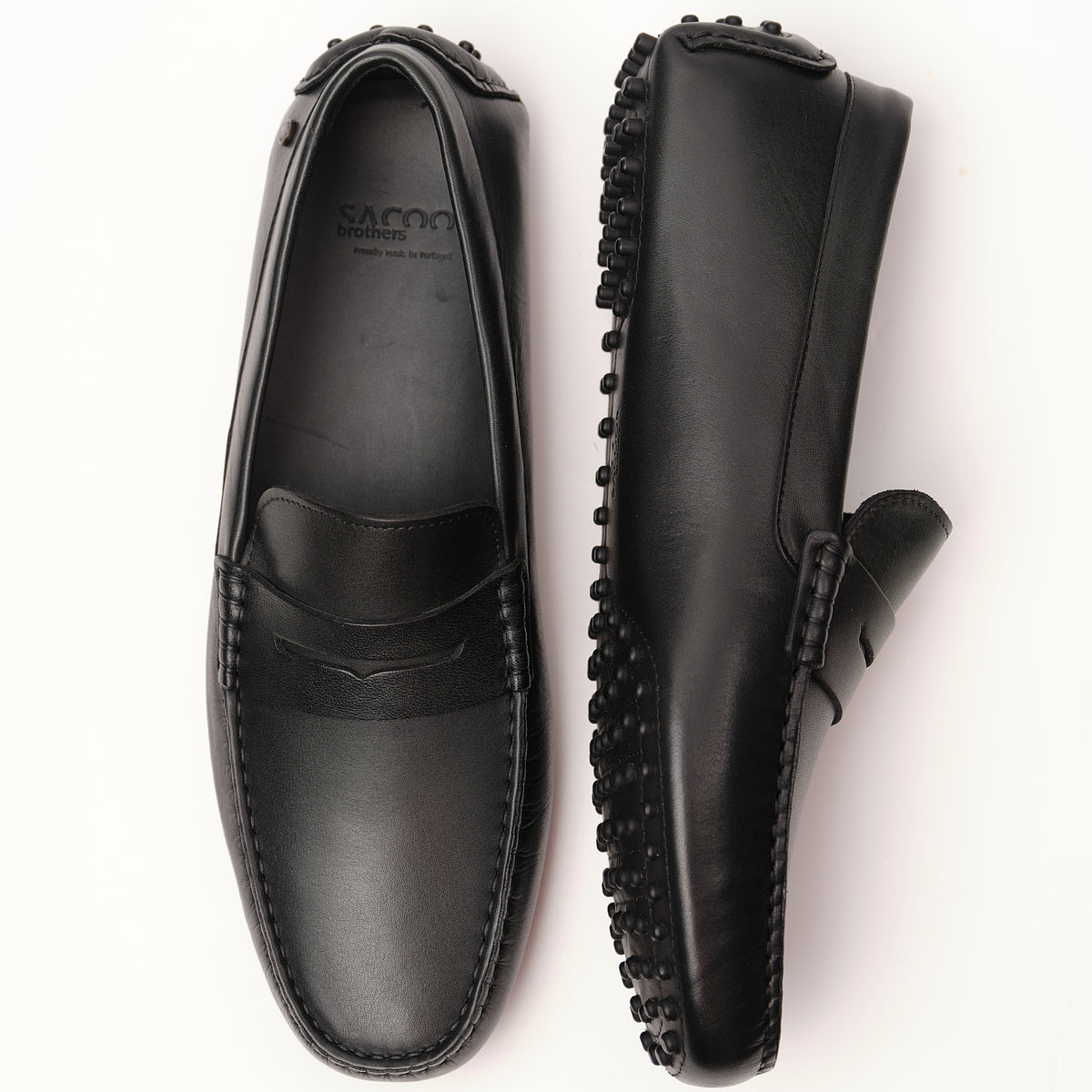 Leather drivers with recycled rubber pittons – Sacoor Brothers