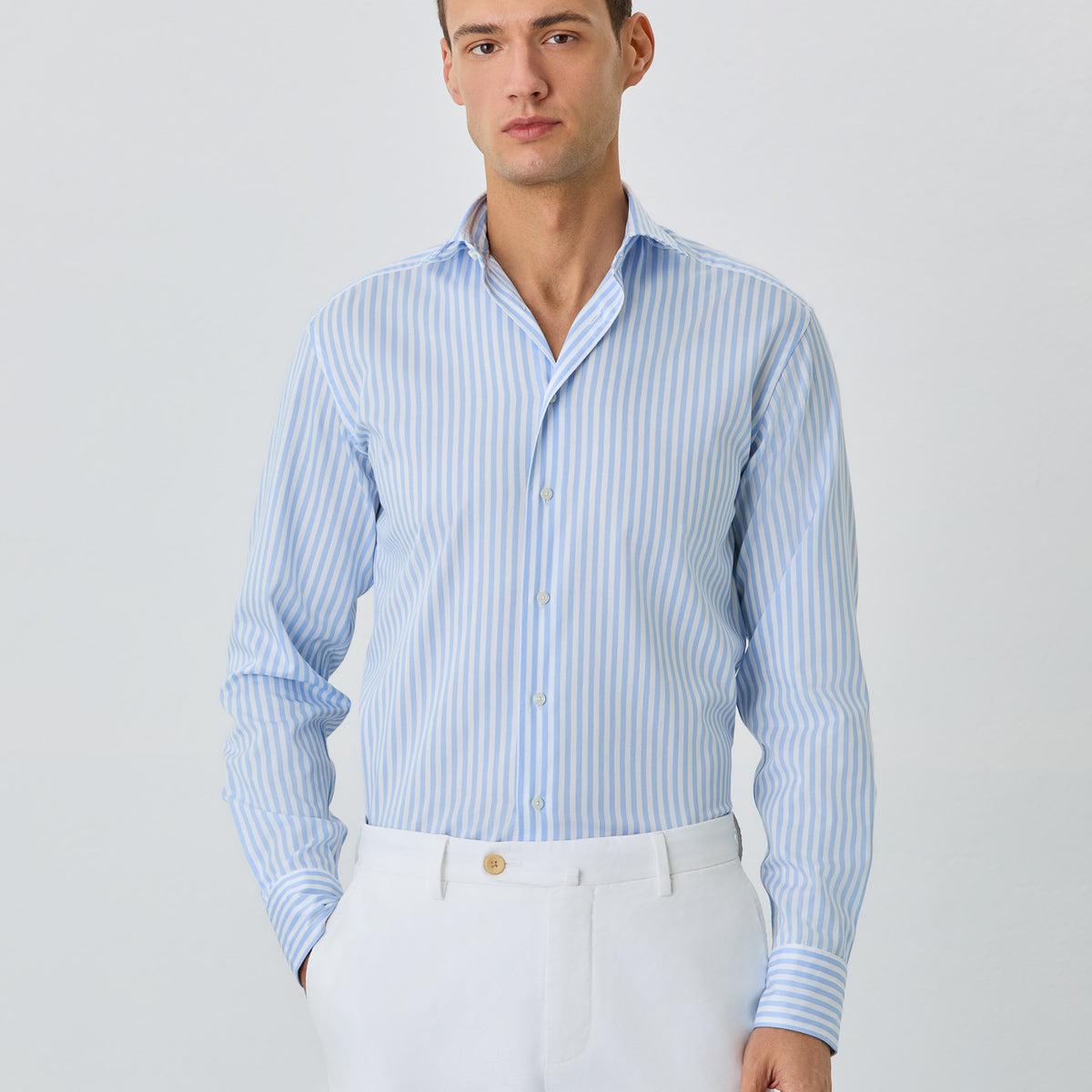 Slim Fit Shirt With Bristol Collar In Cotton With Stripes – Sacoor Brothers