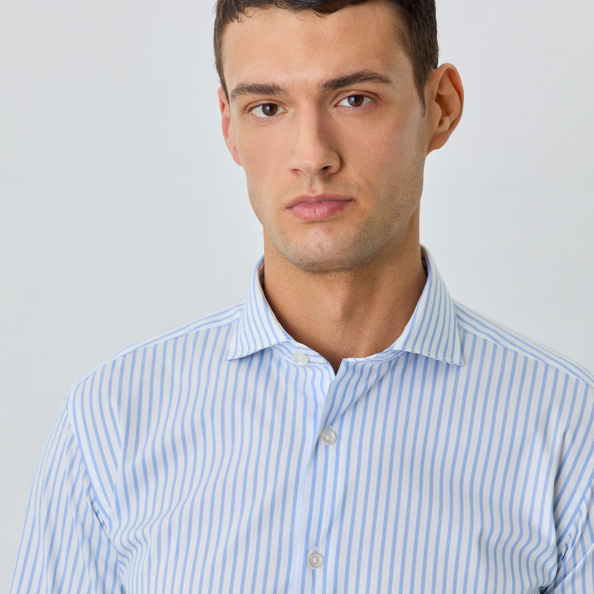 Slim Fit Shirt With Dublin Collar In Cotton Blend With Stripes – Sacoor ...