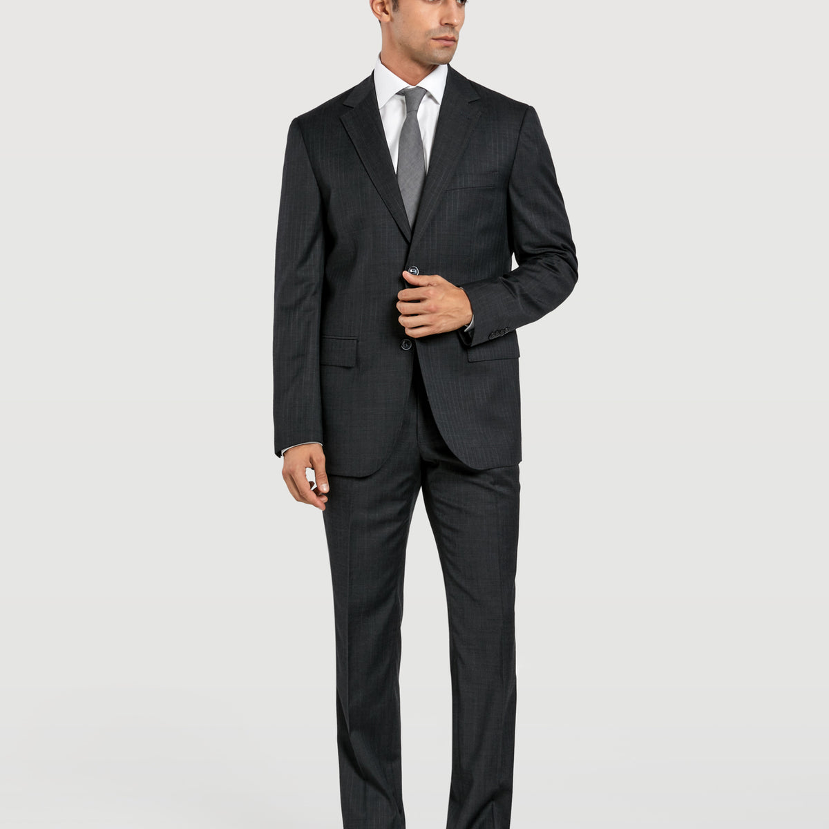 Regular fit business striped wool suit – Sacoor Brothers